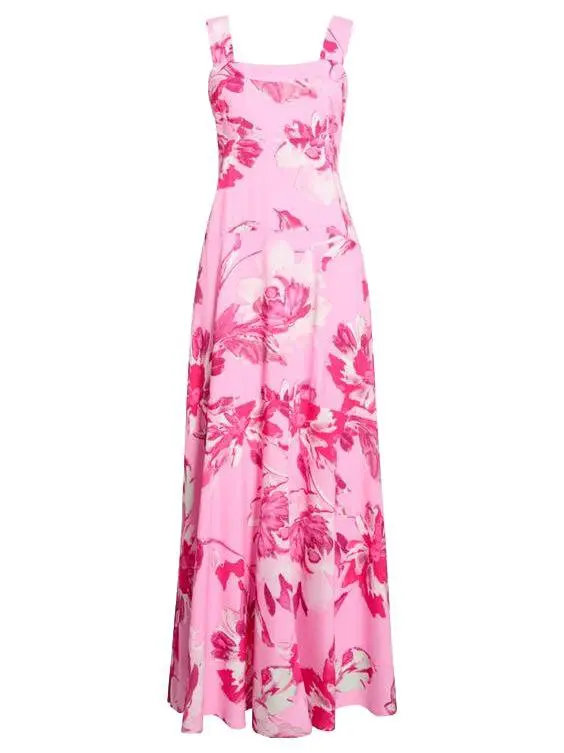 Vince Camuto Floral Tiered Maxi Dress - Raspberry Sorbet