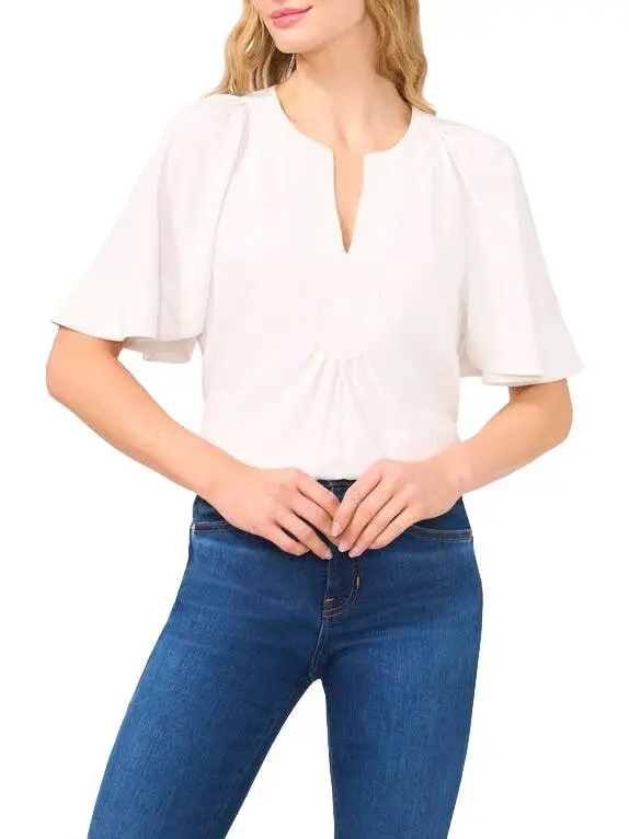 CECE DUPRAZ Flutter Sleeve Crepe Top - New Ivory