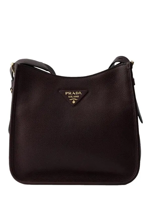Prada Medium Daino Soft Leather Hobo Crossbody Bag - Moro