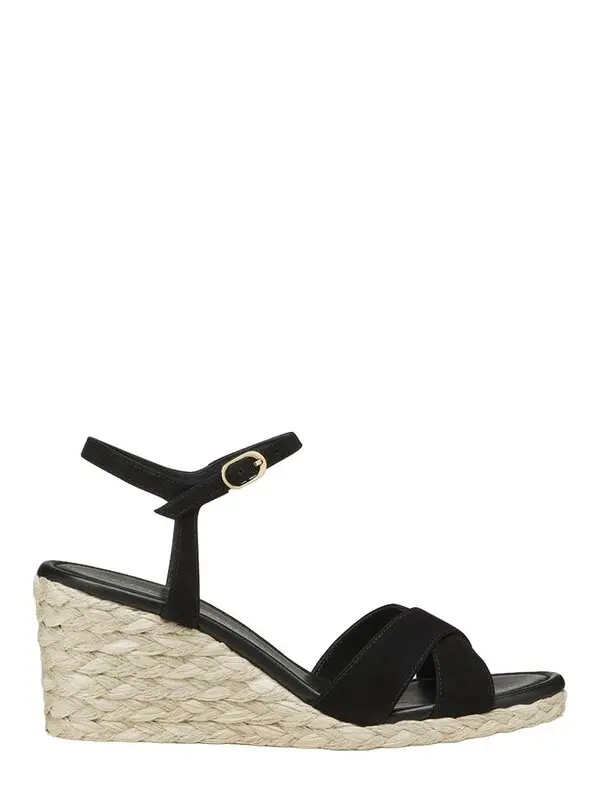 STUART WEITZMAN Dayna Suede Wedge Espadrilles - Black