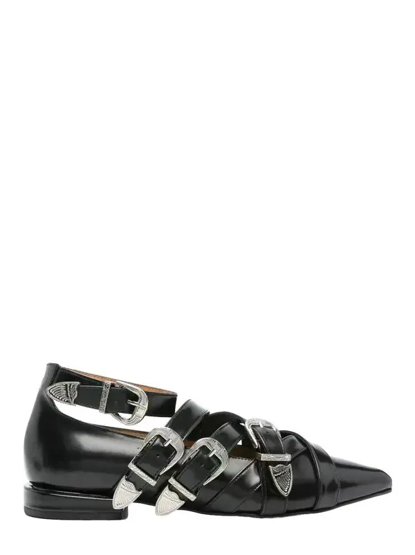 Toga Decorative-buckle Ballet Flats - Black
