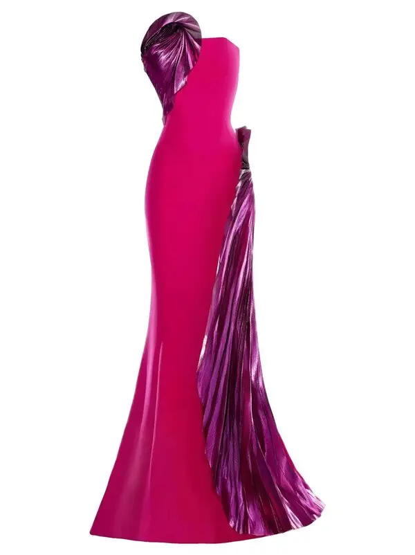 GABY CHARBACHY Fan-detail Strapless Gown - Pink