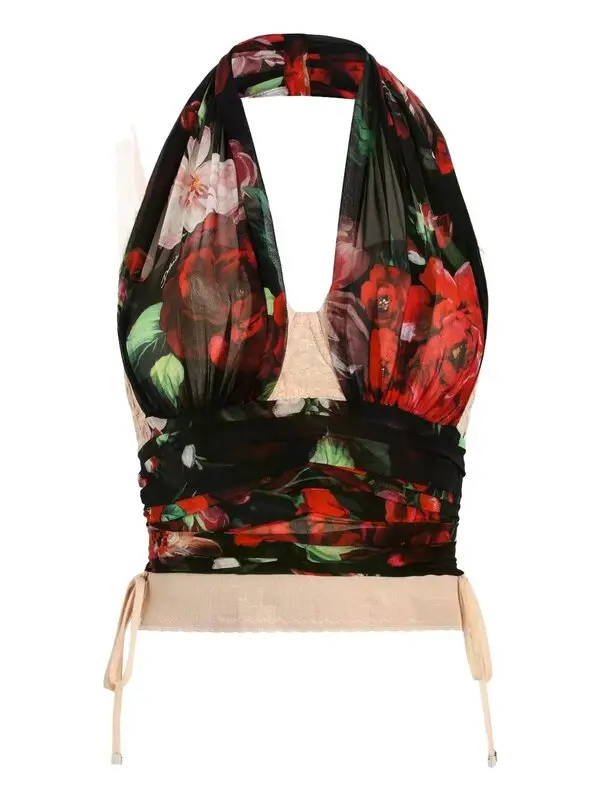 Dolce & Gabbana Floral-print Top - Black