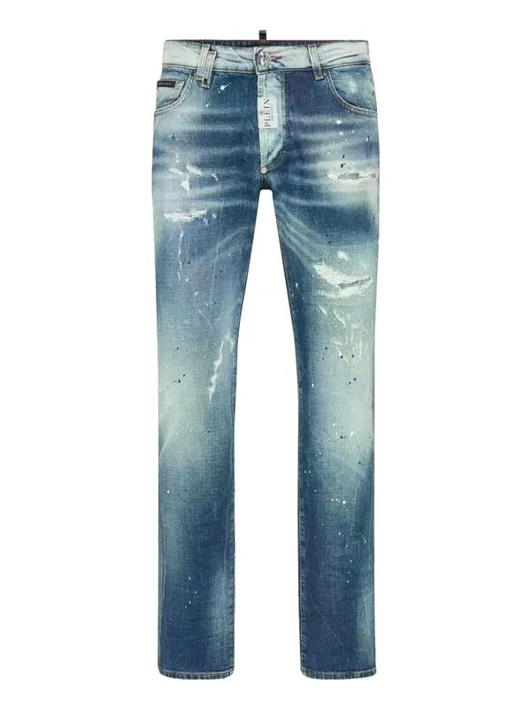 Philipp Plein Paisley Bandana Jeans - Blue