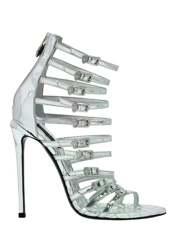 Philipp Plein Mirror Plein Skull Sandals - Silver