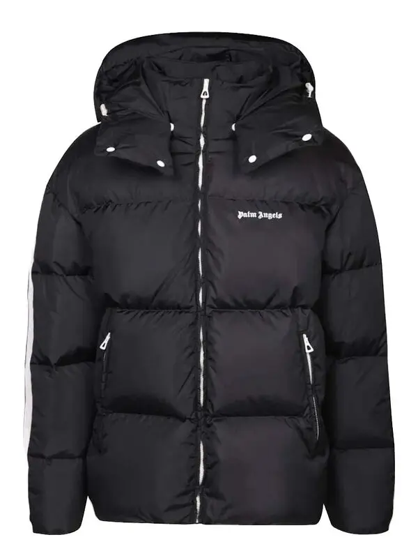 Palm Angels Hooded Track Down Jacket - Black