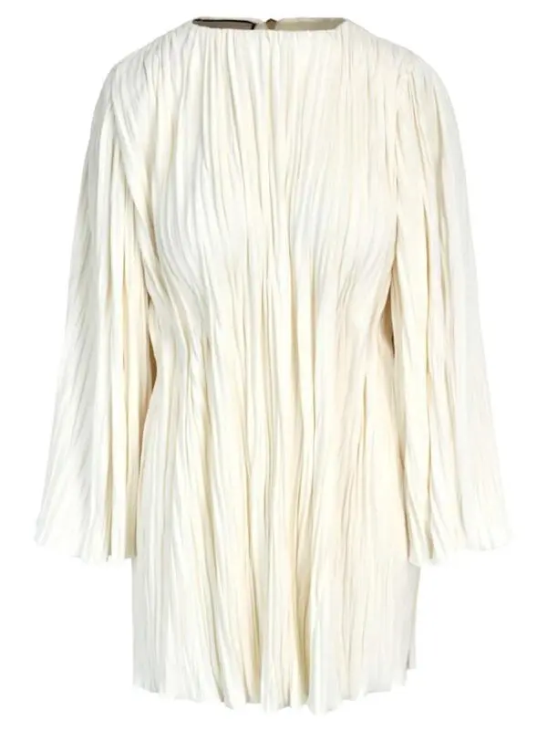 Gucci Plisse Long Sleeve Dress - White