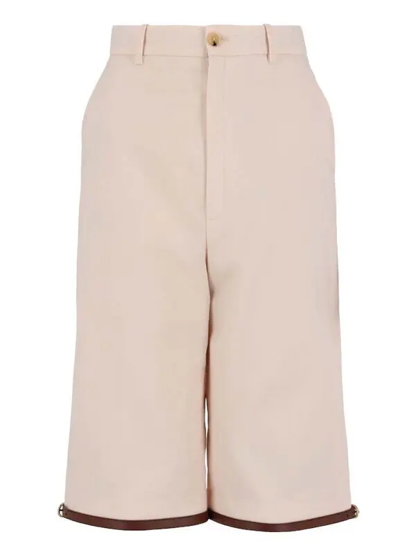 Gucci Leather Trimmed Knee-length Shorts - Beige