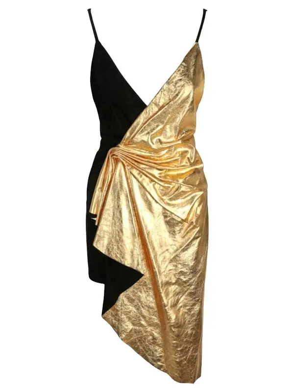 Gucci Asymmetric Suede Mini Dress - Black Gold