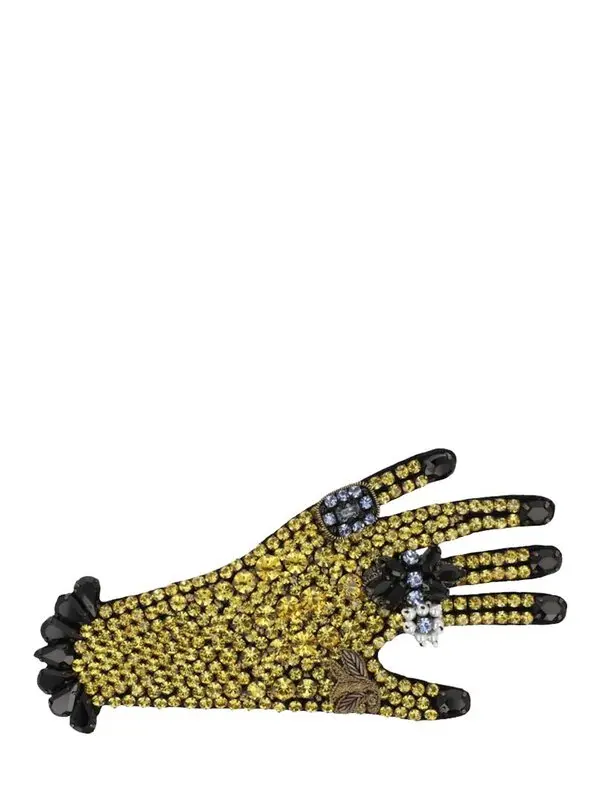 Gucci Crystal-embellished Hand Brooch - Gold