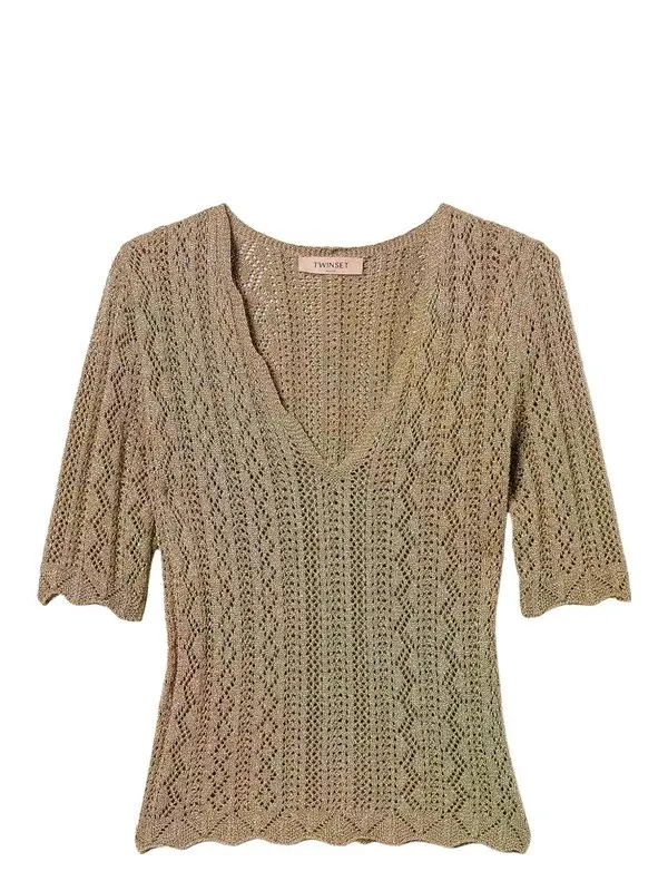 TWINSET Pointelle-knit Top - Neutrals