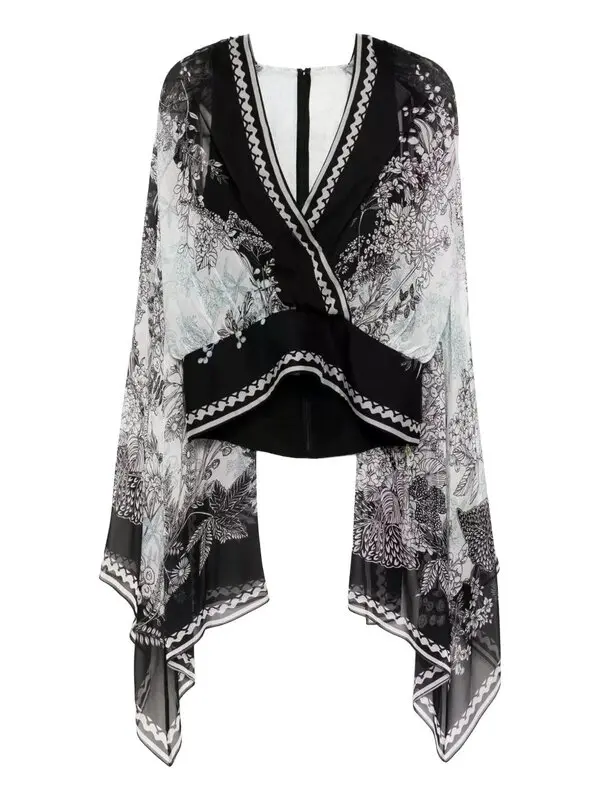 Elie Saab Printed Chiffon Blouse - Black