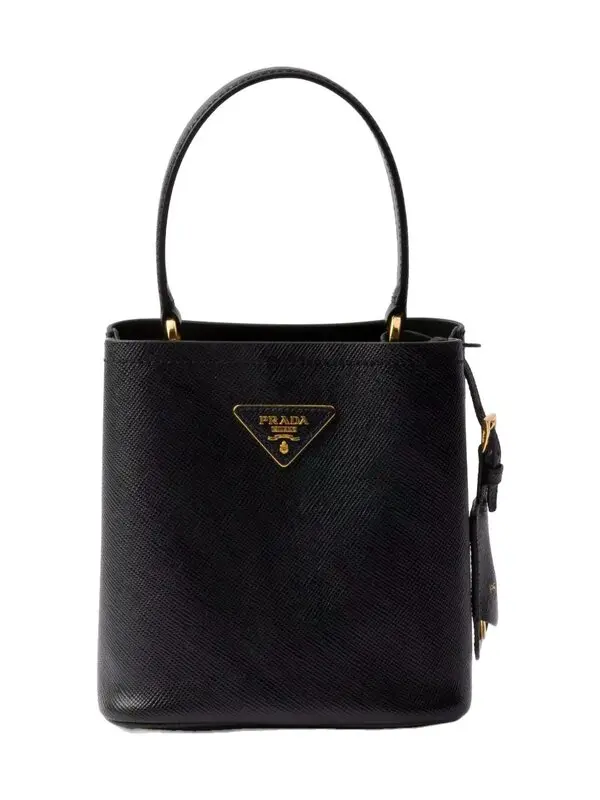 Prada Mini Saffiano Leather Panier Tote - Black