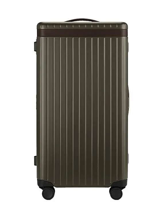 CARL FRIEDRIK Large Check-in Trunk - Dark Olive/chocolate
