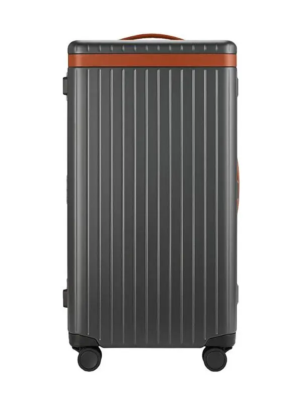 CARL FRIEDRIK Large Check-in Trunk - Grey/cognac