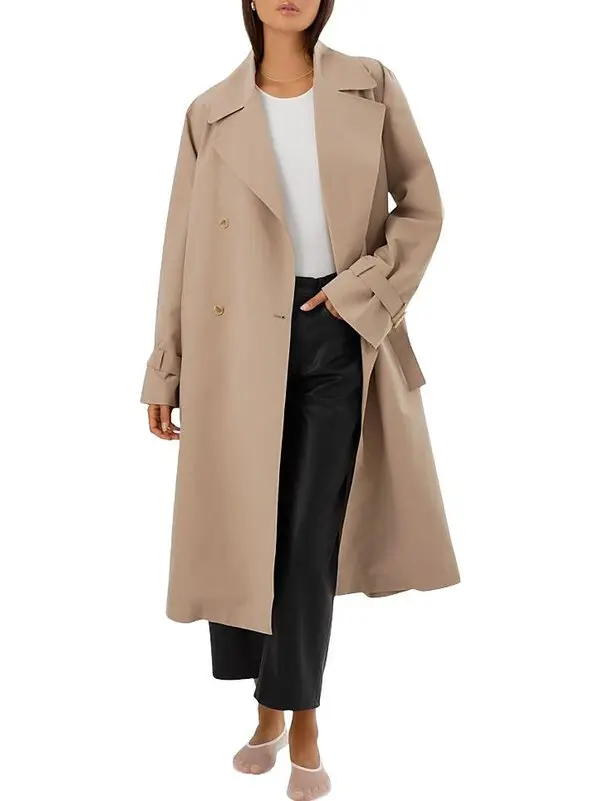 LAMARQUE Colette Oversized Trench Coat - Khaki