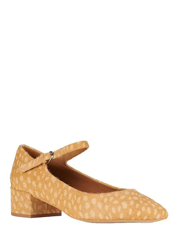 Jeffrey Campbell Calf Hair Mary Jane Pumps - Tan Cream Dots