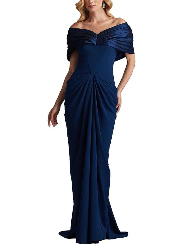 Tadashi Shoji Seraphine Pleated Gown - Navy