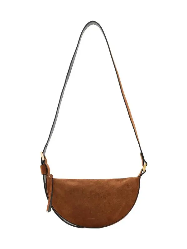 ALL SAINTS Half Moon Suede Crossbody Bags - Cognac Brown