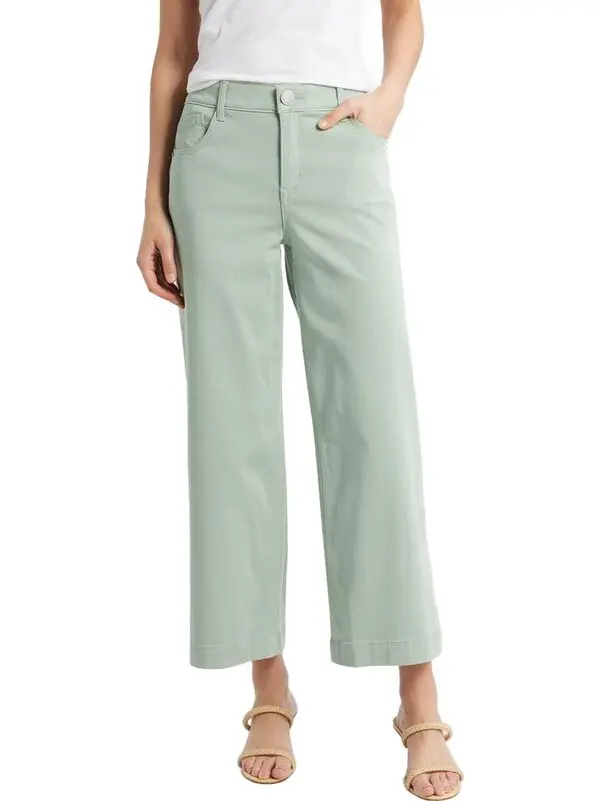 Wit & Wisdom High Waist Ankle Wide Leg Twill Pants - Frosty Mint