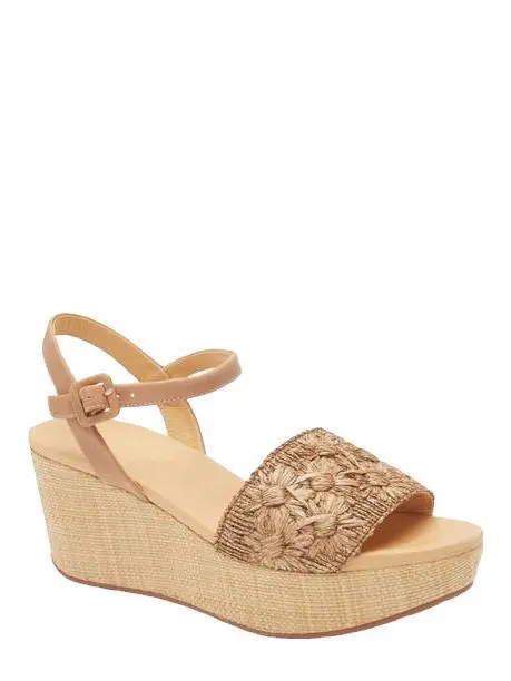 CHOCOLAT BLU Yizzy Platform Wedge Sandal - Toast Raffia