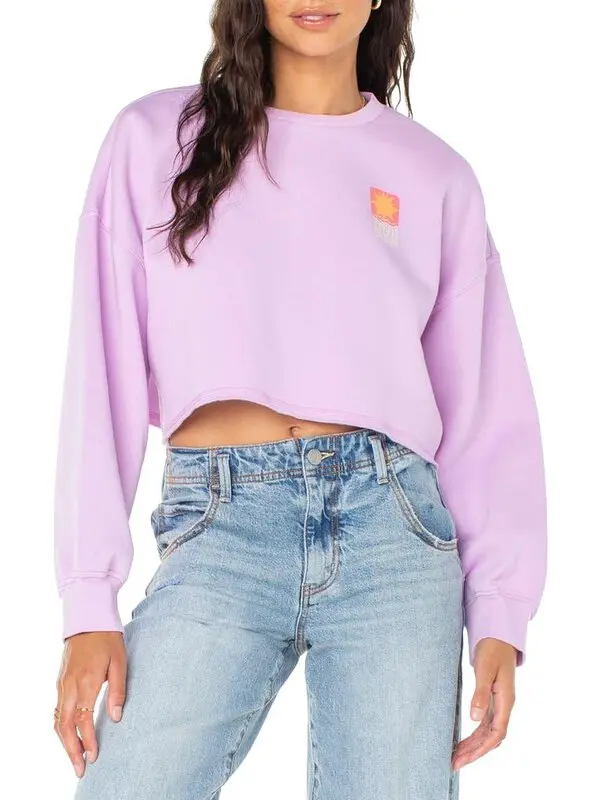 Roxy Morning Hike Graphic Crop Sweatshirt - Orchid Bouquet Solid