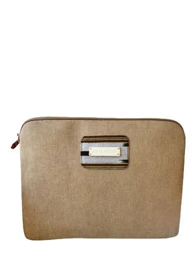 K'AI & VROSI Zipped, Patterned Canvas Laptop Casefor 13 - Beige