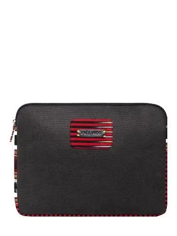 K'AI & VROSI Zipped, Patterned Canvas Laptop Casefor 13 - Black