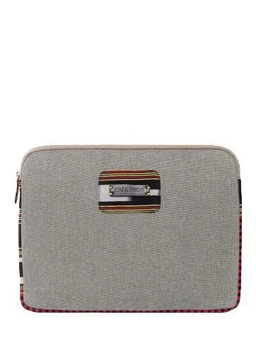 K'AI & VROSI Zipped, Patterned Canvas Laptop Casefor 13 - Gray