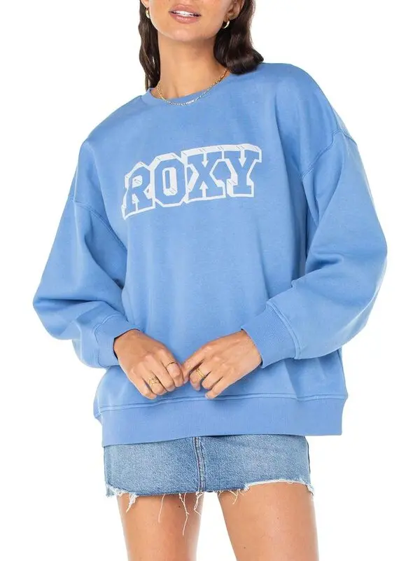 Roxy Morning Hike Oversized Graphic Sweatshirt - Riviera Solid