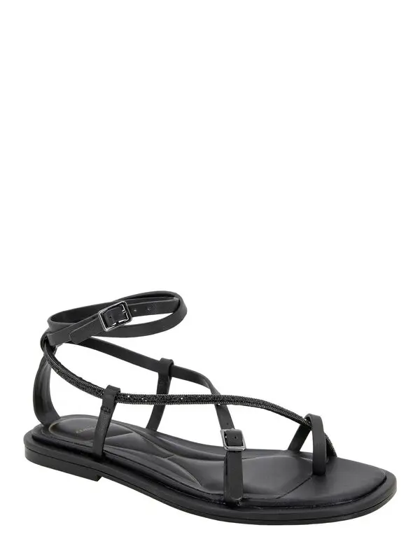 KENNETH COLE Paros Ankle Strap Sandal - Black Leather