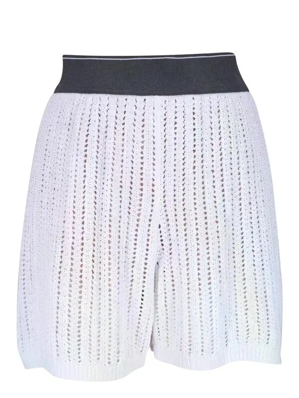 Brunello Cucinelli Openwork Cotton Shorts - White