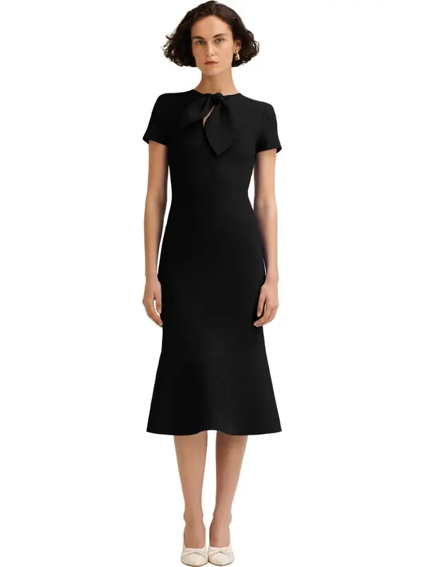 Scanlan Theodore Crepe Knit Cravat Dress - Black
