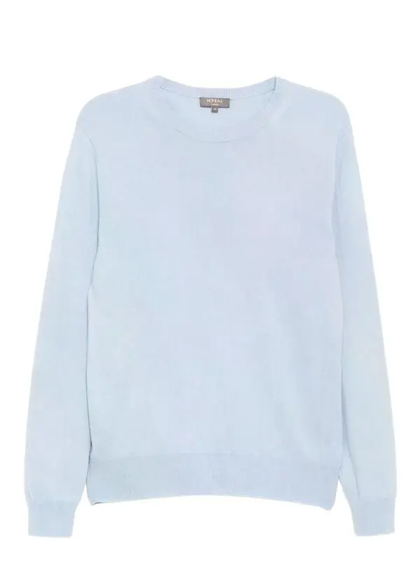 N.peal Oxford Round Neck Jumper - Blue