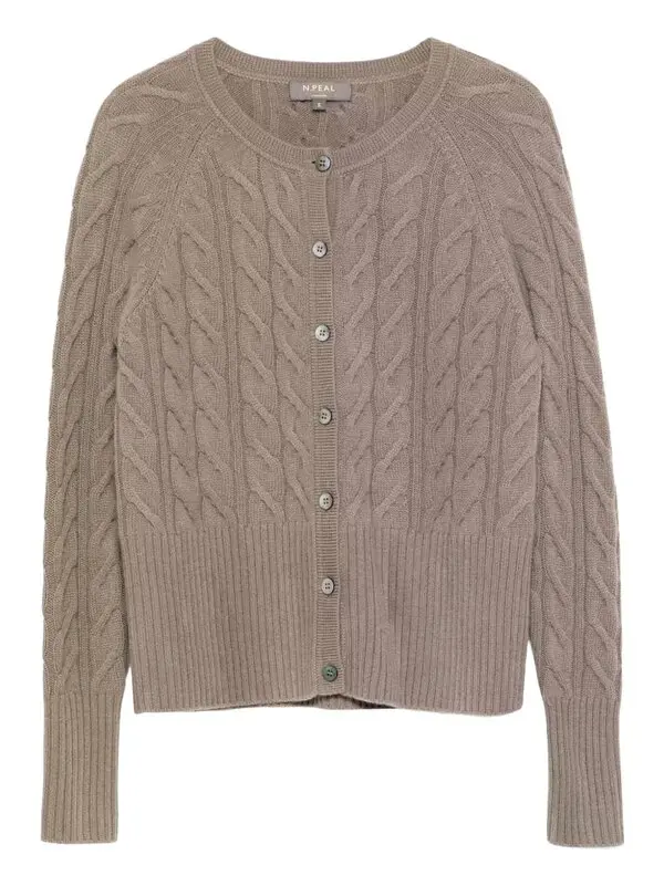 N.peal Myla Cable Knit Cardigan - Brown