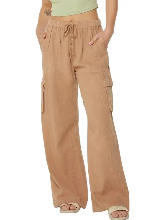 Roxy Precious Cargo Cotton Gauze Pants - Praline Solid