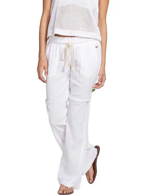 Roxy Oceanside Linen Blend Drawstring Pants - Bright White