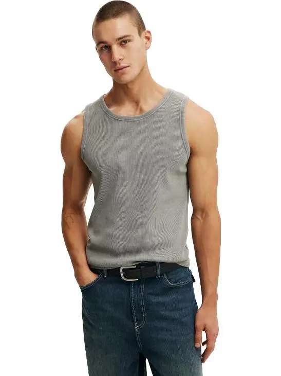 COTTON ON Ribbed Tank Top - Slate Stone Wash