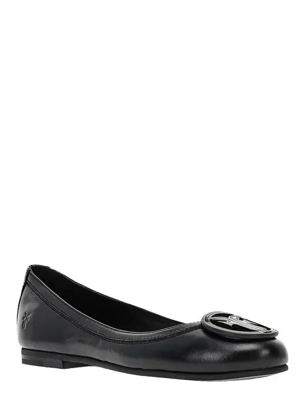 Frye Carson Logo Leather Ballet Flat - Black