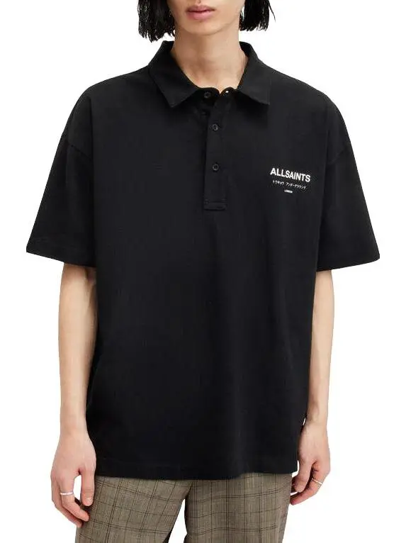 ALLSAINTS Underground Logo Graphic Polo - Jet Black
