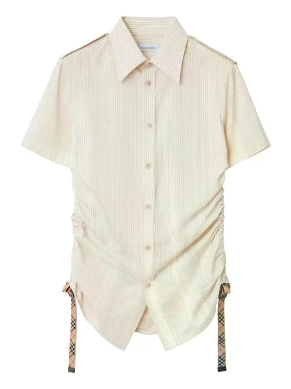 Burberry Striped Silk Shirt - Neutrals