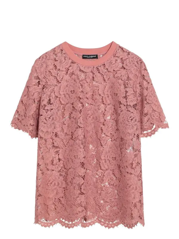 Dolce & Gabbana Floral Lace T-shirt - Pink