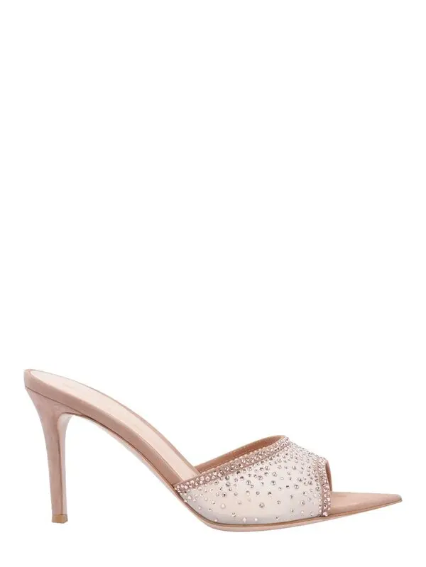 GIANVITO ROSSI Rania Crystal-embellished Mesh Mule Sandals - Pink