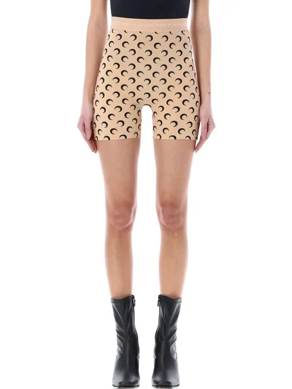 MARINE SERRE Moon Print Shorts - Brown