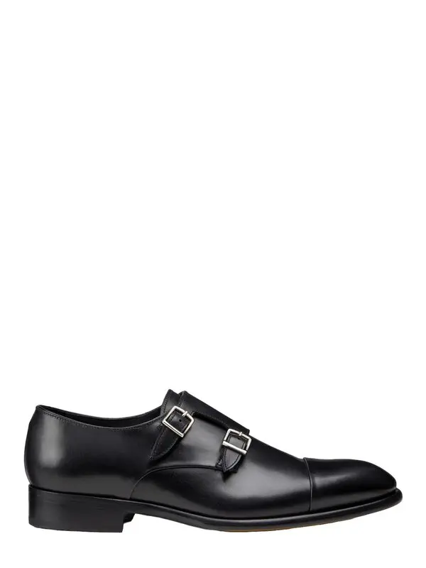 DOUCAL'S Monk Strap Brogue Shoes - Black