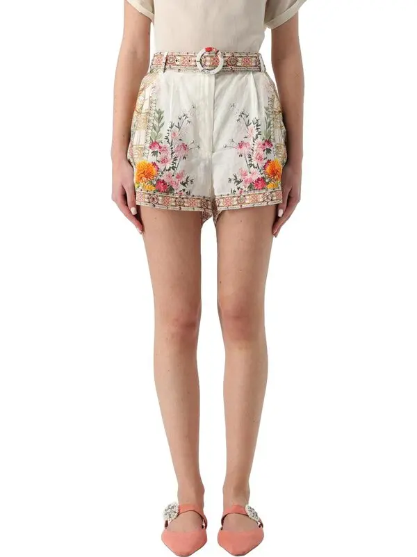 Camilla Floral Printed Shorts - White