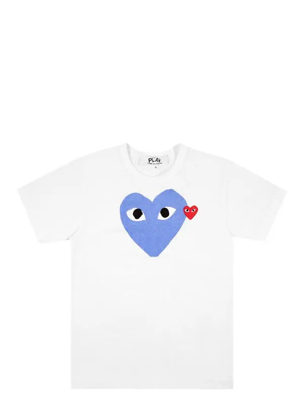 Play Comme Des Garcon Comme Des Garçons Short-sleeve Play T-shirt With Heart /white - Blue