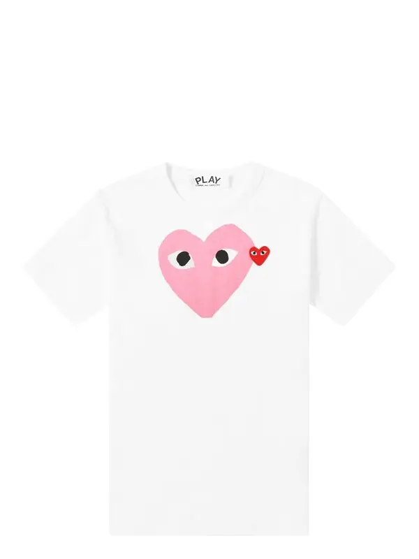 Play Comme Des Garcon Short-sleeve T-shirt With Heart Appliqu - White