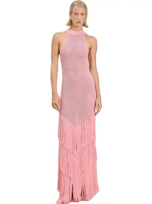 Devon Windsor True Knitted Fringe Maxi Dress - Neutral