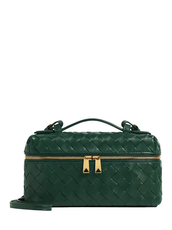 BOTTEGA  VENETA Intrecciato Leather Vanity Case - Emerald Green